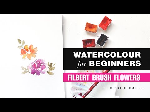 How to Paint Watercolour Florals with the Filbert Brush- Watercolour for Beginners