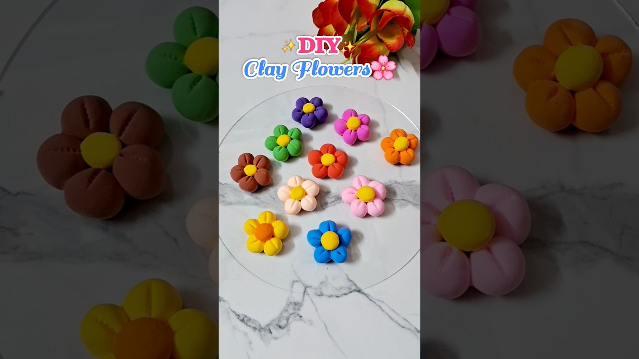 Clay Flowers!🌸#clay#claycraft#diy#craft#flowers#fyp#shorts#song#clayflowers#trending#foam#ideas#love