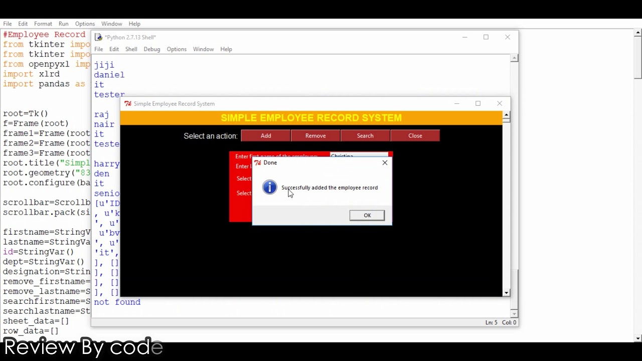 Simple Employee Record System In PYTHON With Source Code | Source Code & Projects