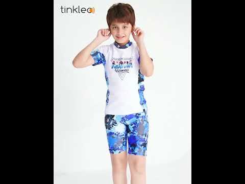Swimming Pool Elf! Children's Swimwear Boys 10-15 Years Sunscreen Half Sleeve Split Suit Swimwear