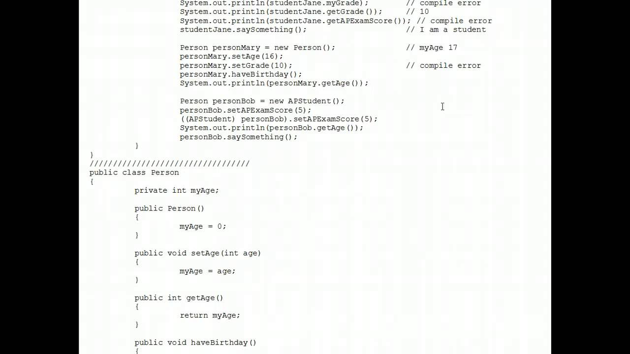 Java inheritance tracing worksheet 1