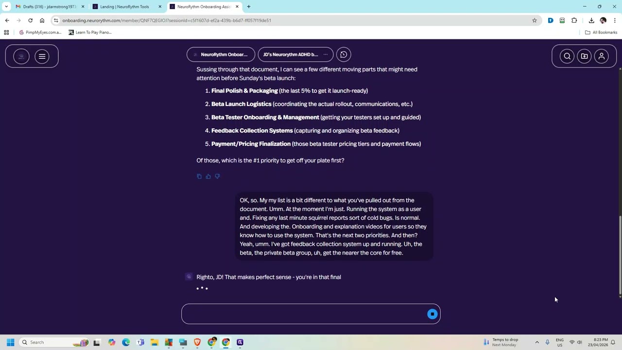 NeuroRythm onboarding assistant