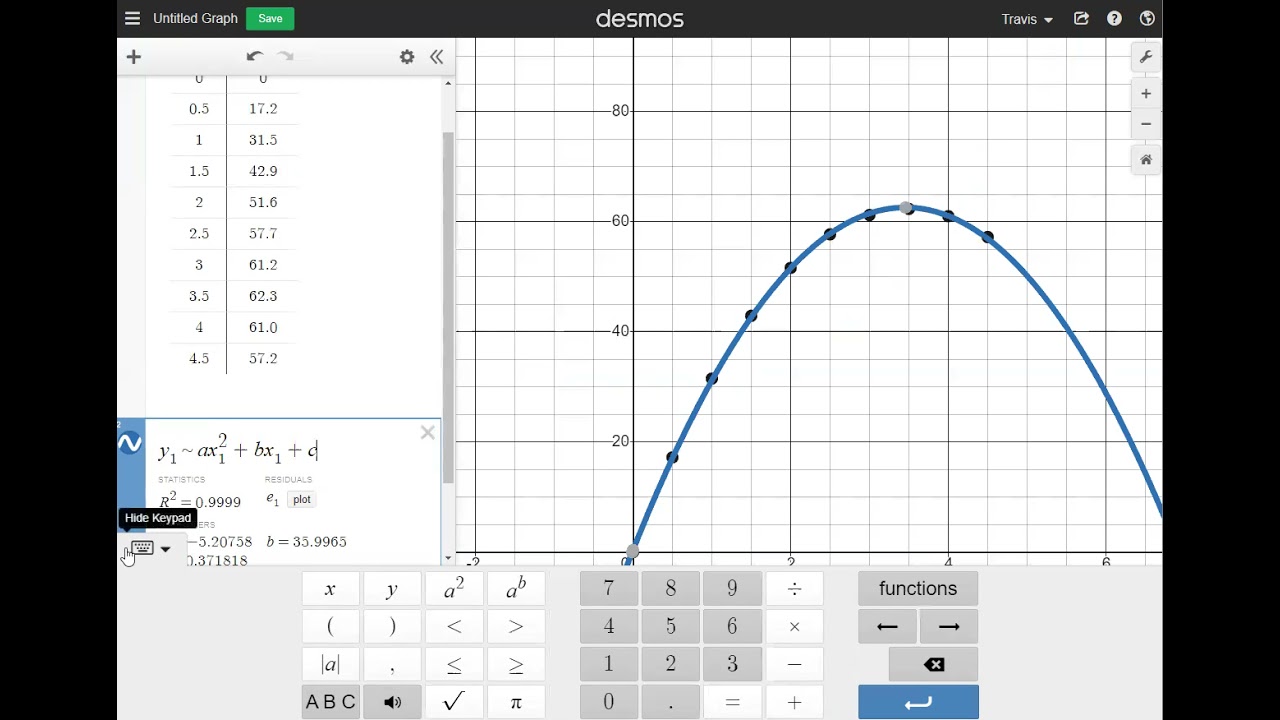 How to do a Quadratic Regression on Desmos Graphing Calculator | Algebra 2