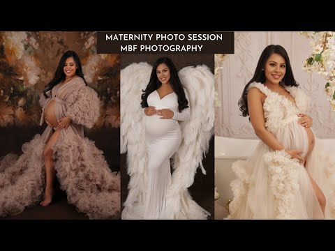 Behind the scenes in studio maternity photo session