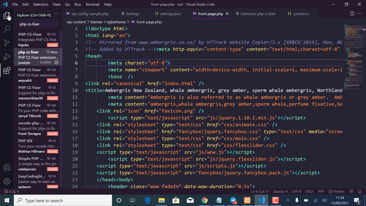 Installing and setting up PHP code formatter extension or php cs fixer on Visual Studio Code