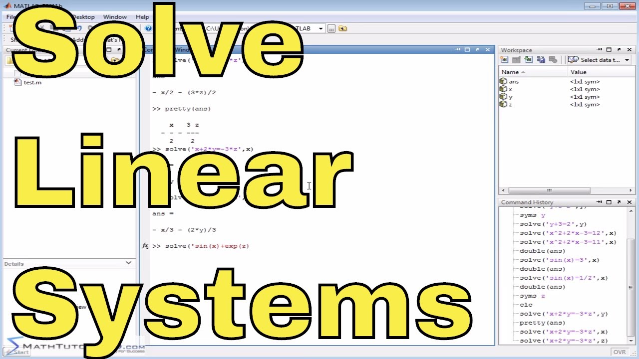 Matlab Tutorial - 51 - Solving Algebraic Equations Symbolically