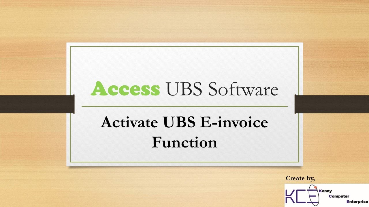 Access UBS Inventory & Billing activate the e-invoice function | E-Invoice
