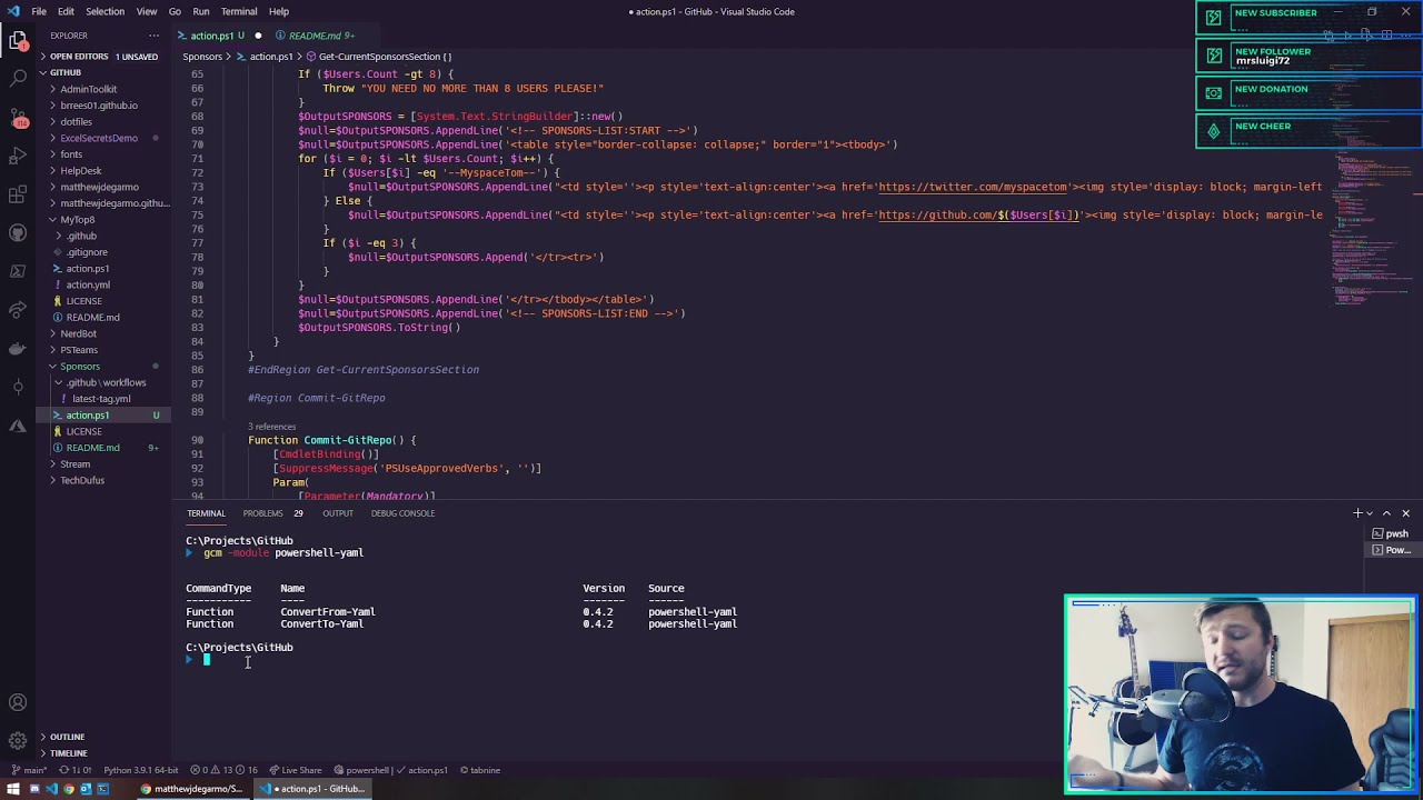 PowerShell: Creating a Sponsors GitHub Action!