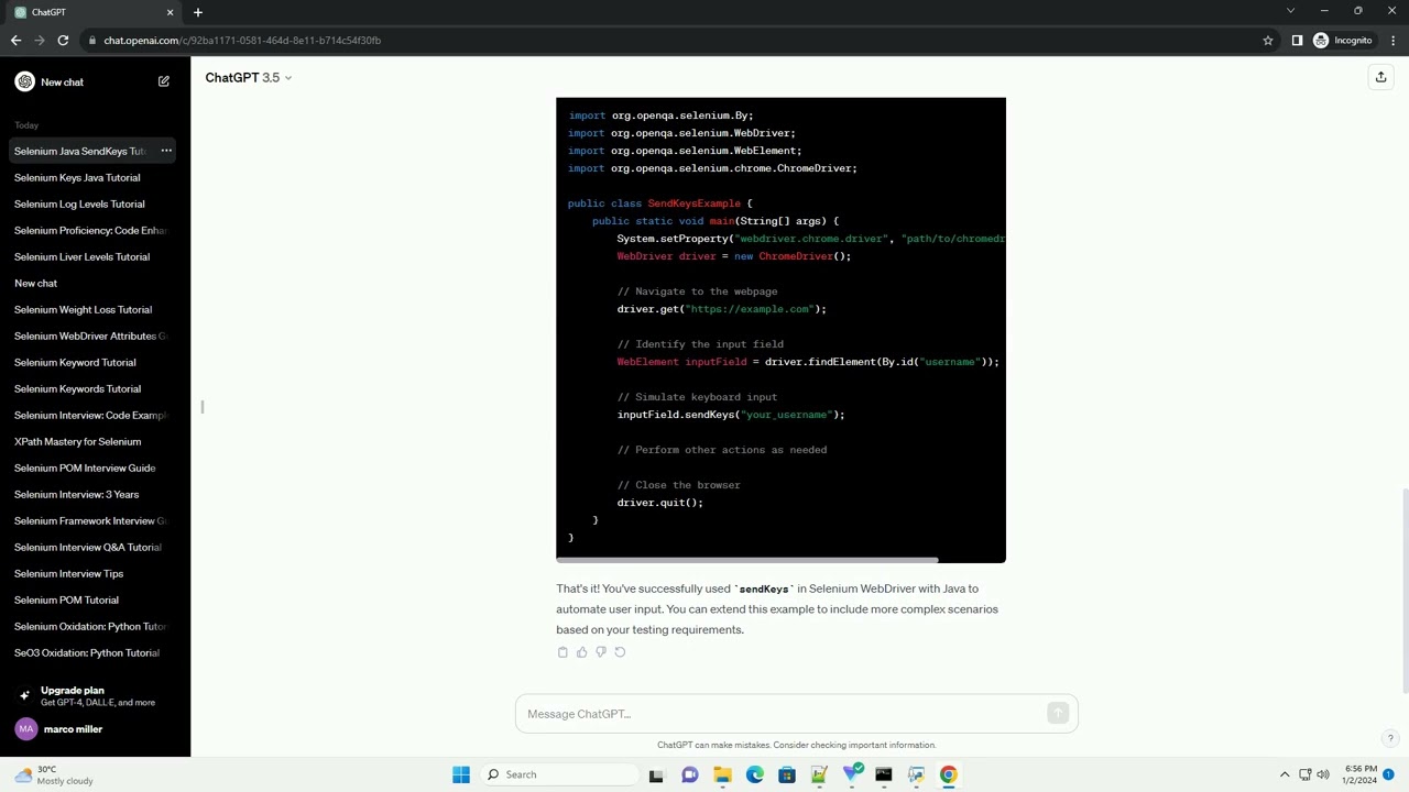 sendkeys selenium java