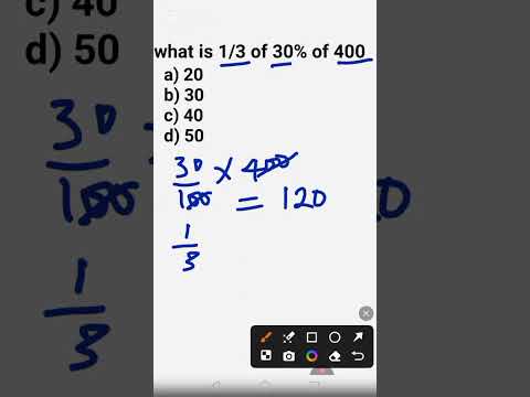what is 1/3 of 30% of 400. #maths #mathproblem #basicmaths #percentage #short