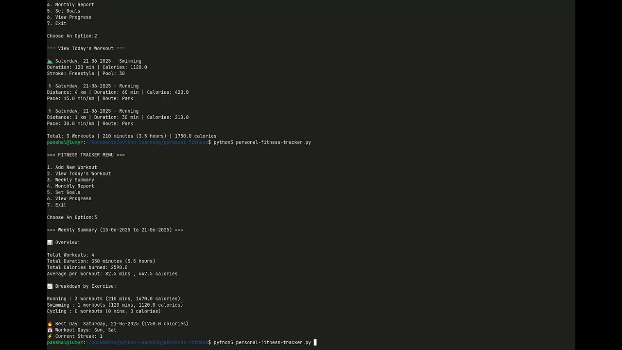Personal Fitness Tracker Using Python