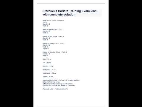 Starbucks Barista Training Exam 2023 with complete solution