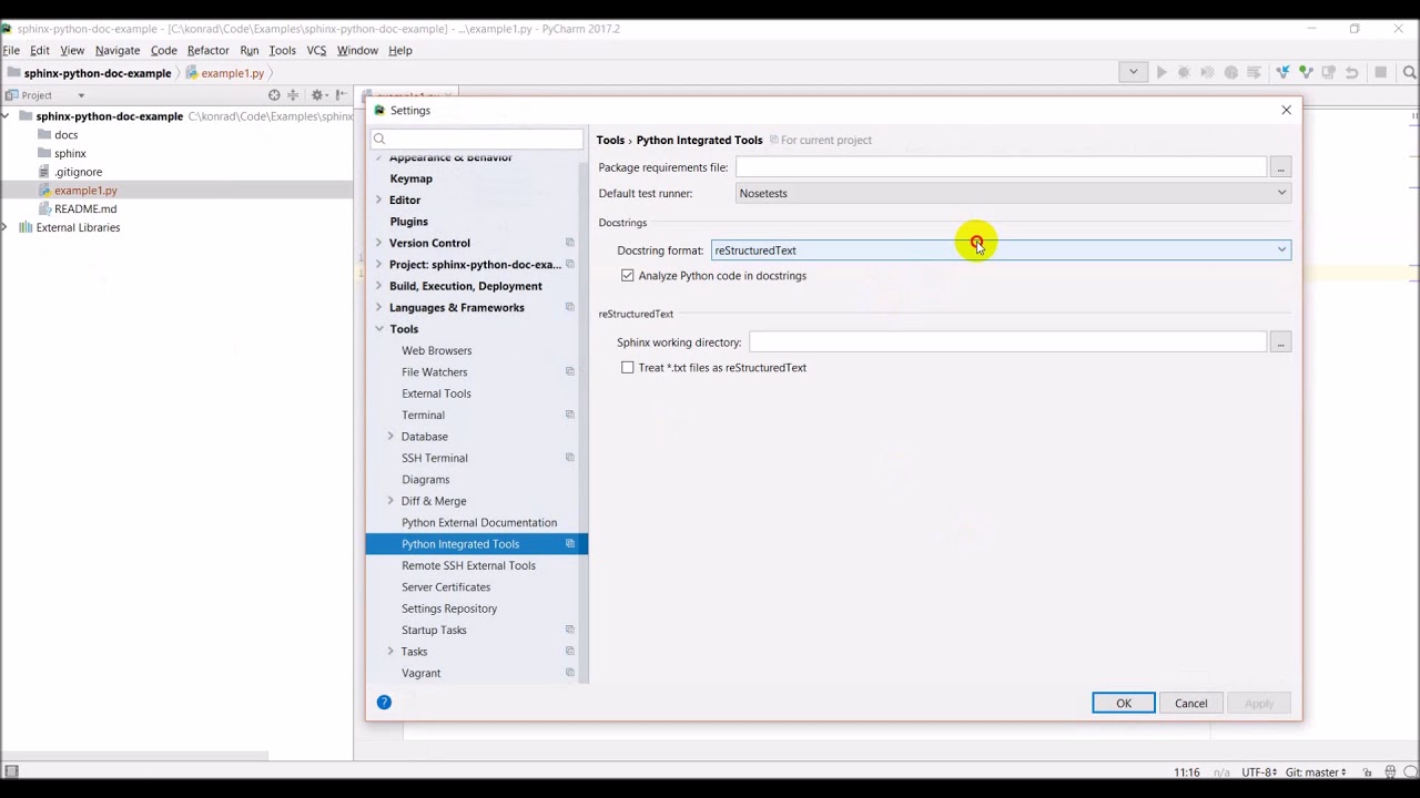 Python documentation website with Sphinx and GitHub - 02 - Documenting python code with PyCharm