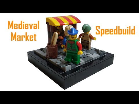 I built a small but detailed LEGO medieval market stall!