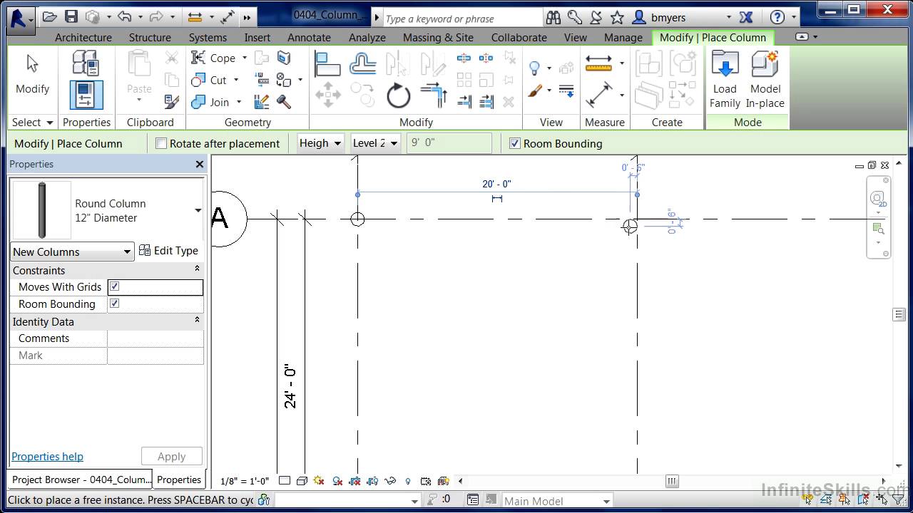 Revit tutorial - 04_04-Column Placement