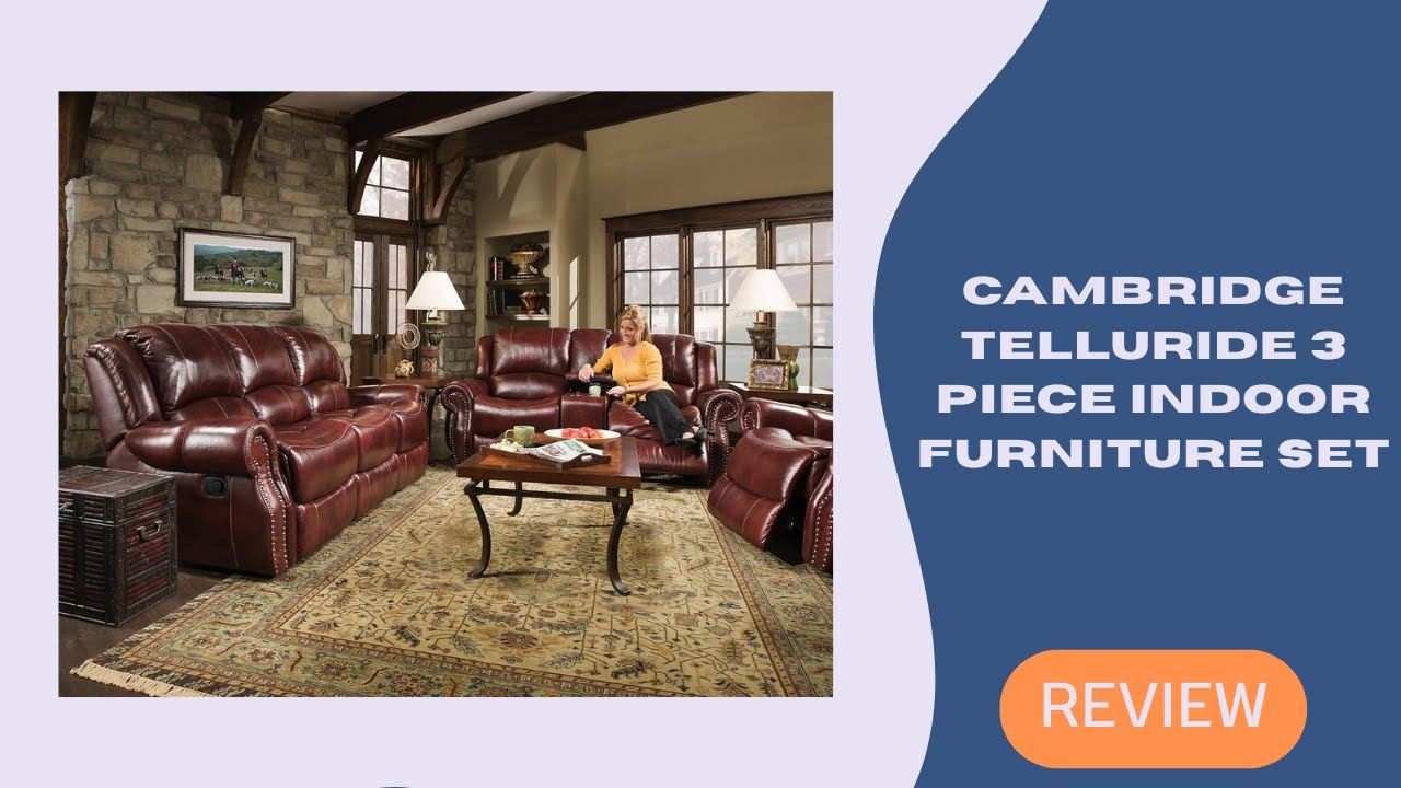 Cambridge Telluride 3-Piece Leather Reclining Set | Sofa, Loveseat & Recliner