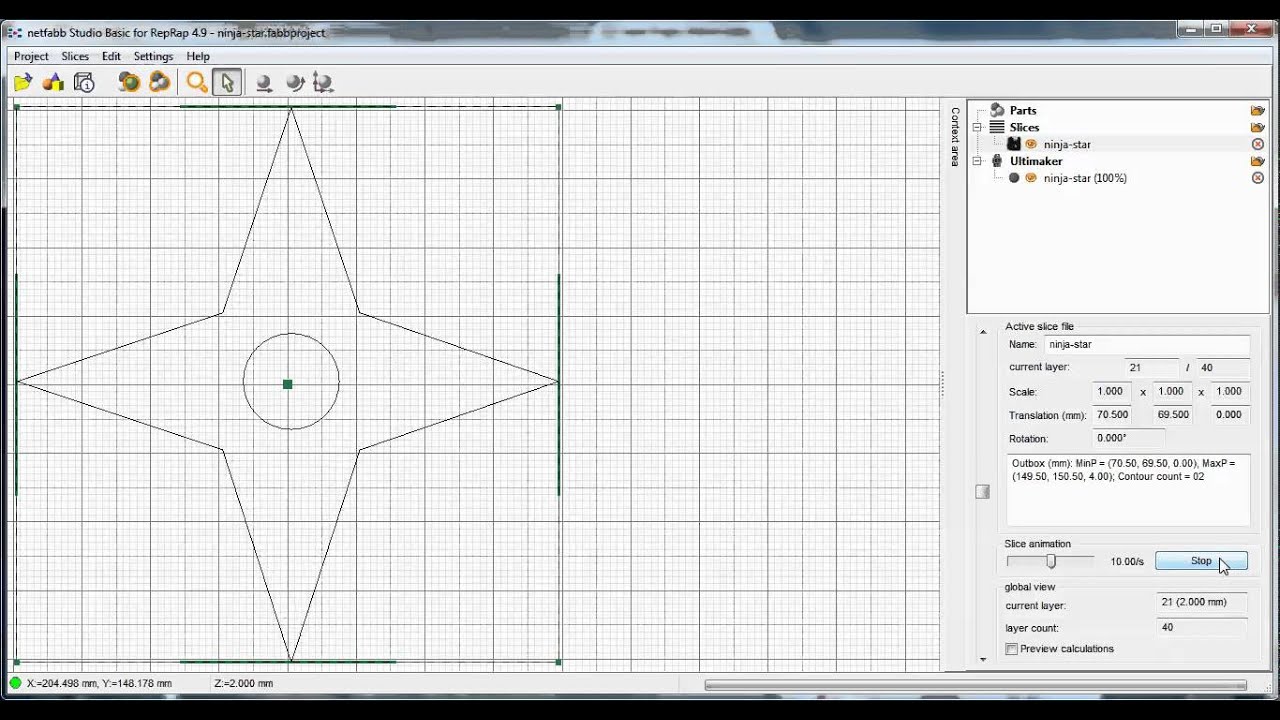 Ninja-Star G-Code visualisation