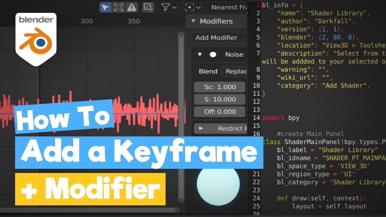Blender Python Tutorial : Add a keyframe & Modifier with Python [learn python for beginners]