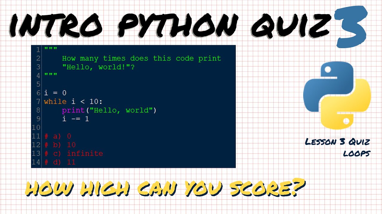 Introductory Python quiz 3: Test your knowledge!