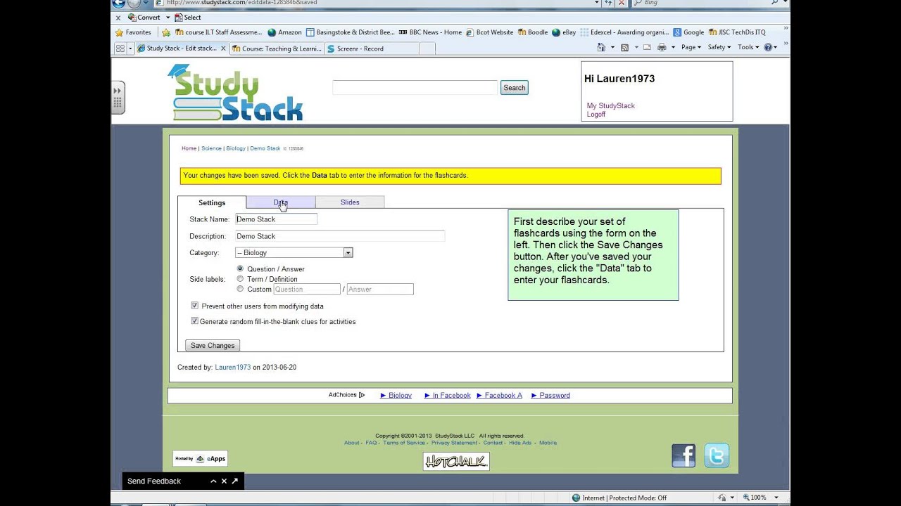 How to get started using Study Stack to create flashcards