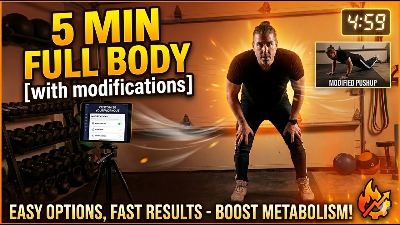 Full Body Workout in 5 Minutes   With Modifications No Gym Needed