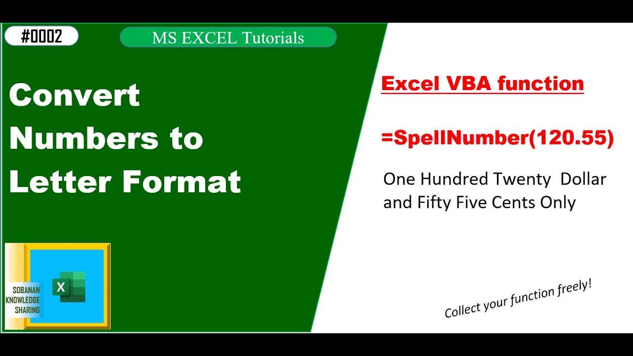 Convert Numbers to Letter Format | Spell Number Excel VBA Function | Sobanan Knowledge Sharing