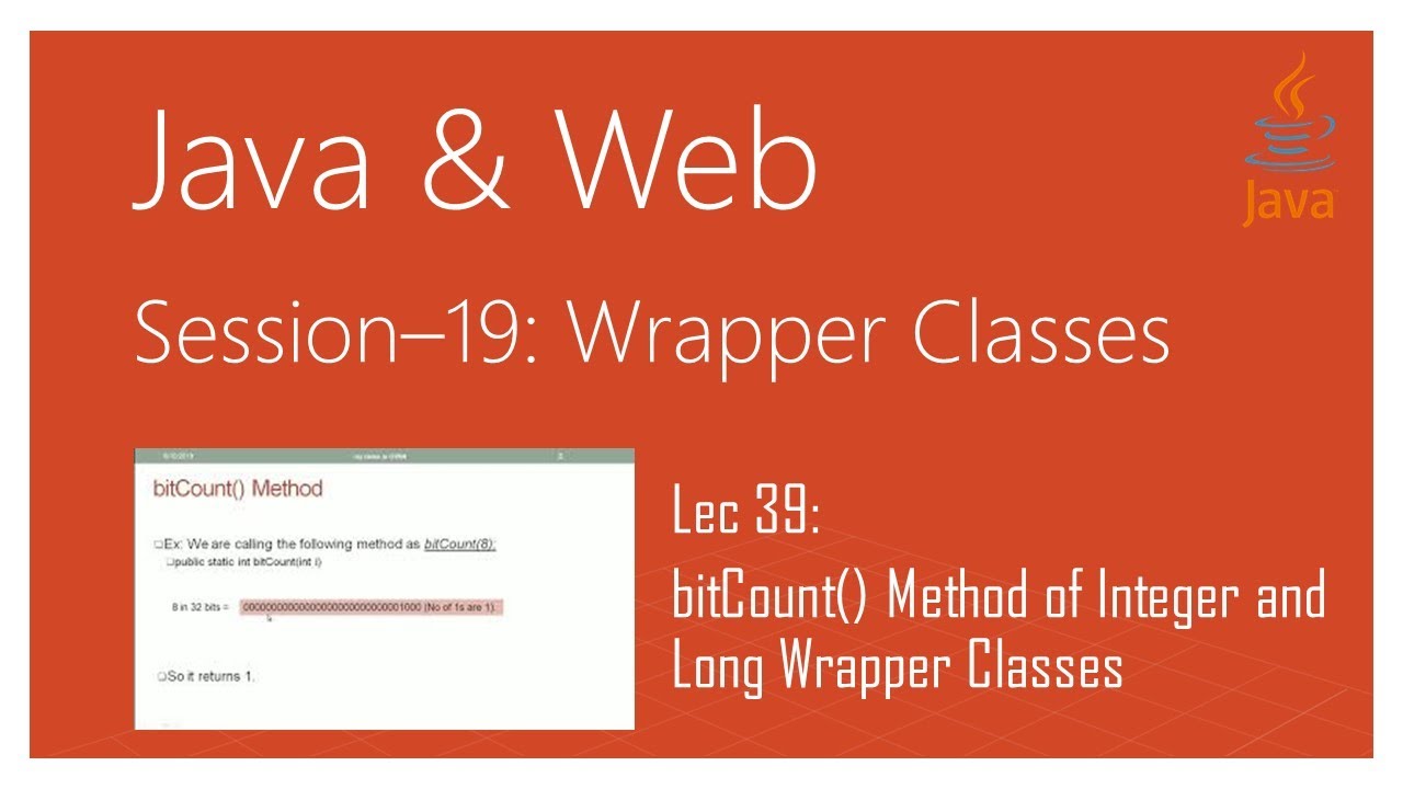 Wrapper Classes in Java | #39 | bitCount() Method of Integer and Long Wrapper Classes in Java