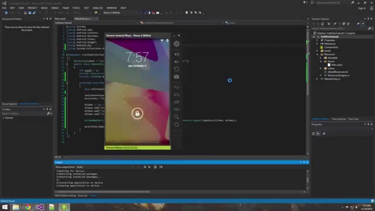 Xamarin Android Tutorial   2   Creating a ListView
