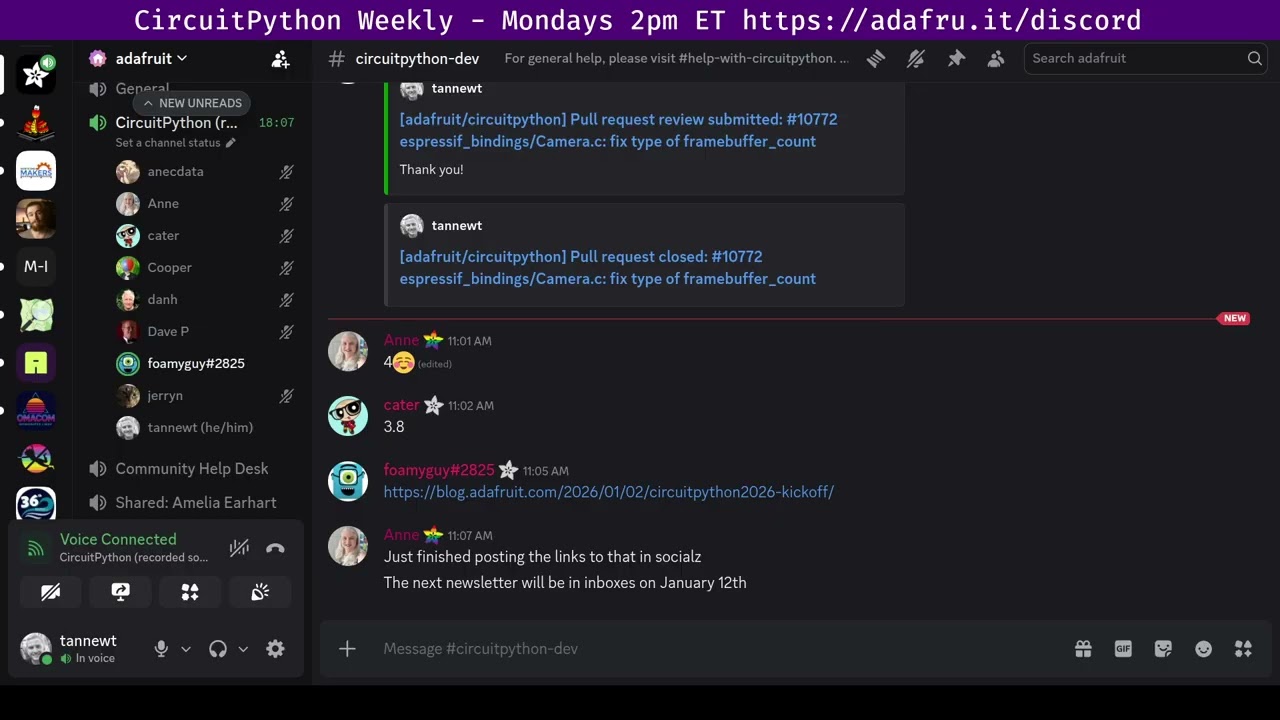 CircuitPython Weekly Meeting for January 5th, 2026 @circuitpython #circuitpython #adafruit