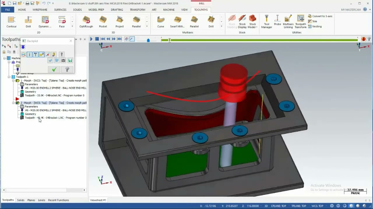 Part2-Morph tool path, Tool and Collision control, 5-axis toolpath