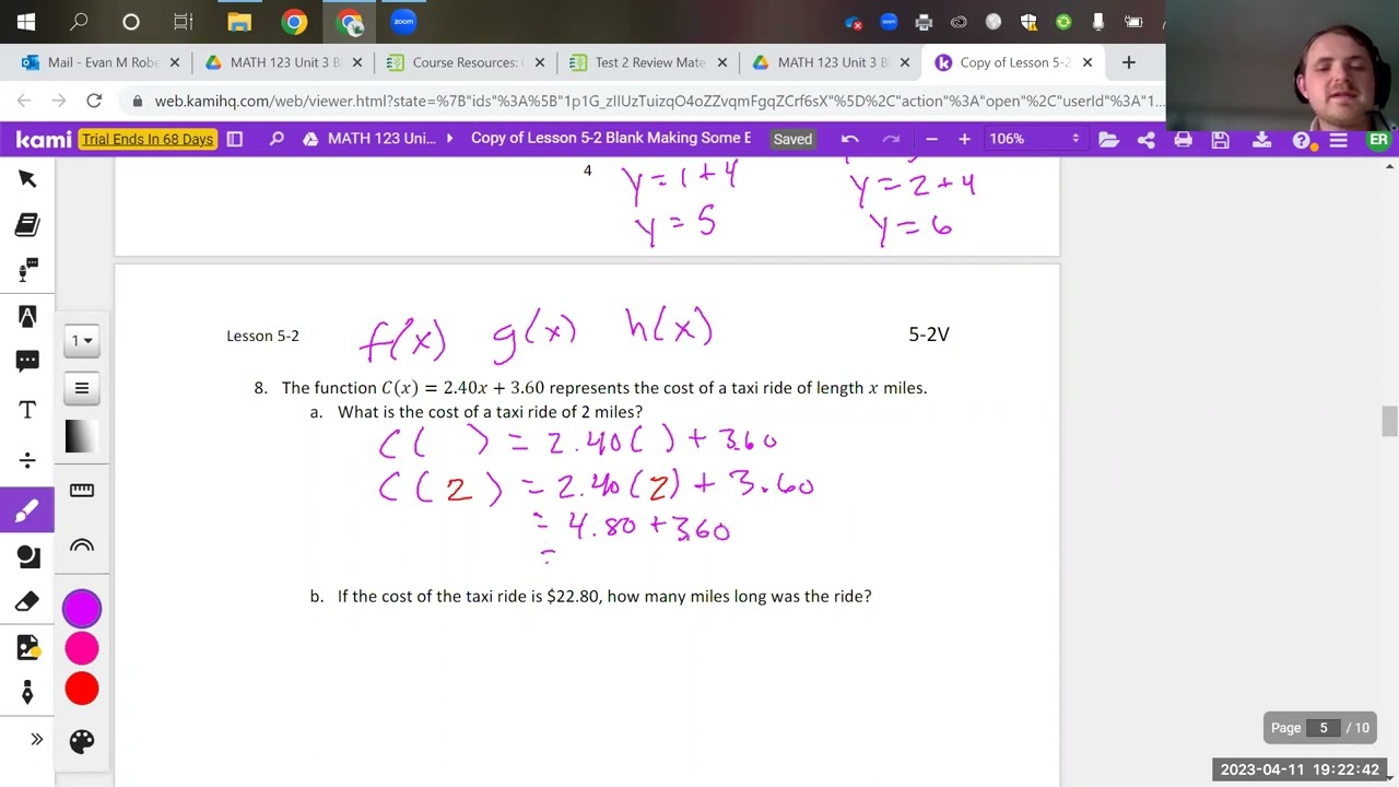 Function Notation Word Problem