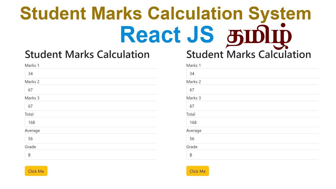 Student Marks Calculation System using React JS