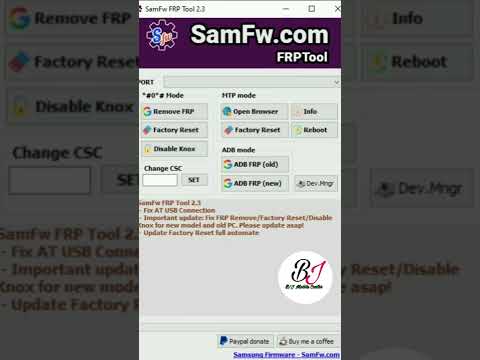 SamFw FRP Tool 2.3 - Remove Samsung FRP one click By Gsmbj