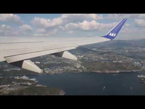 SAS Scandinavian Airlines 737-800 Bergen-Oslo Safety, Takeoff, Inflight, Turbulence, Landing