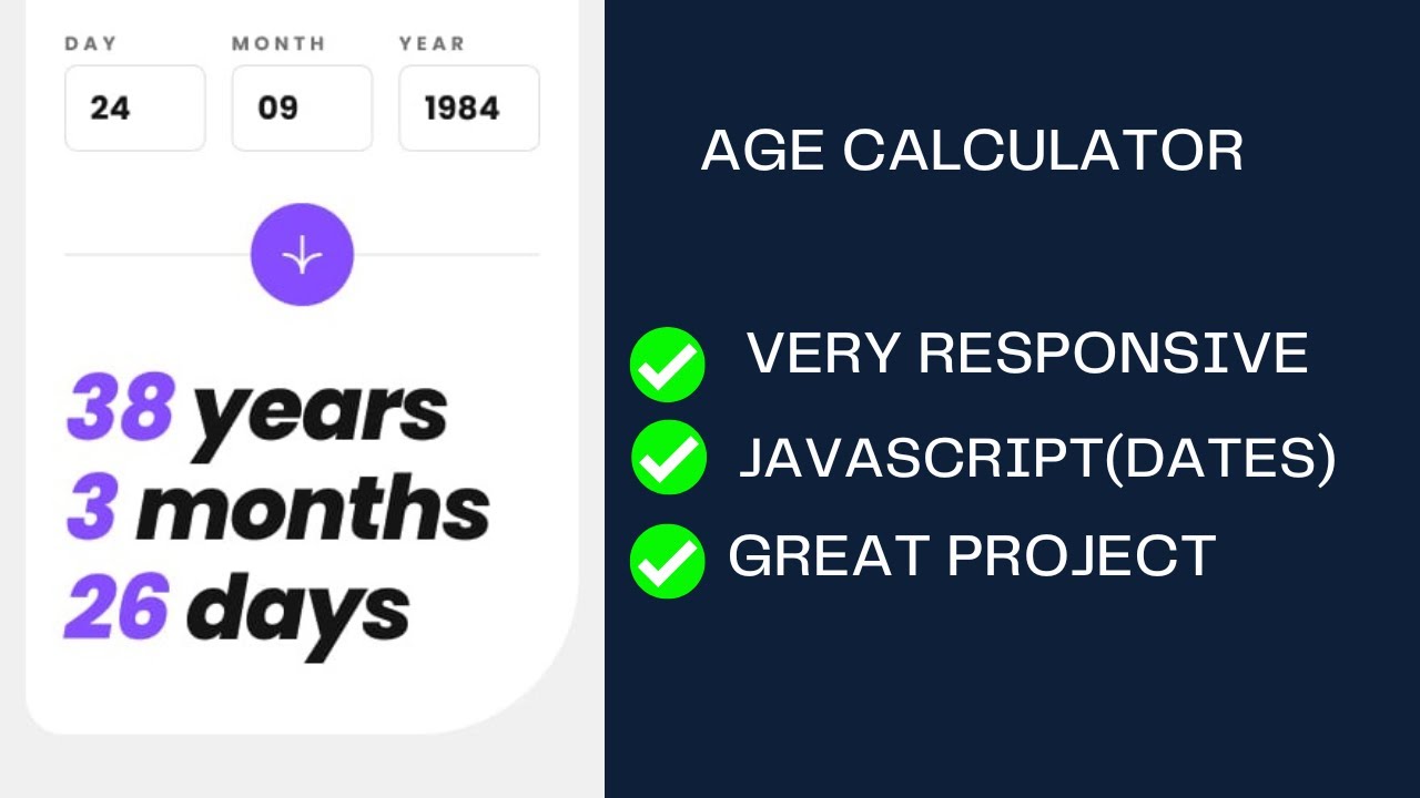 Frontend Mentor Age Calculator  HTML,CSS,JS (Pixel Perfect)