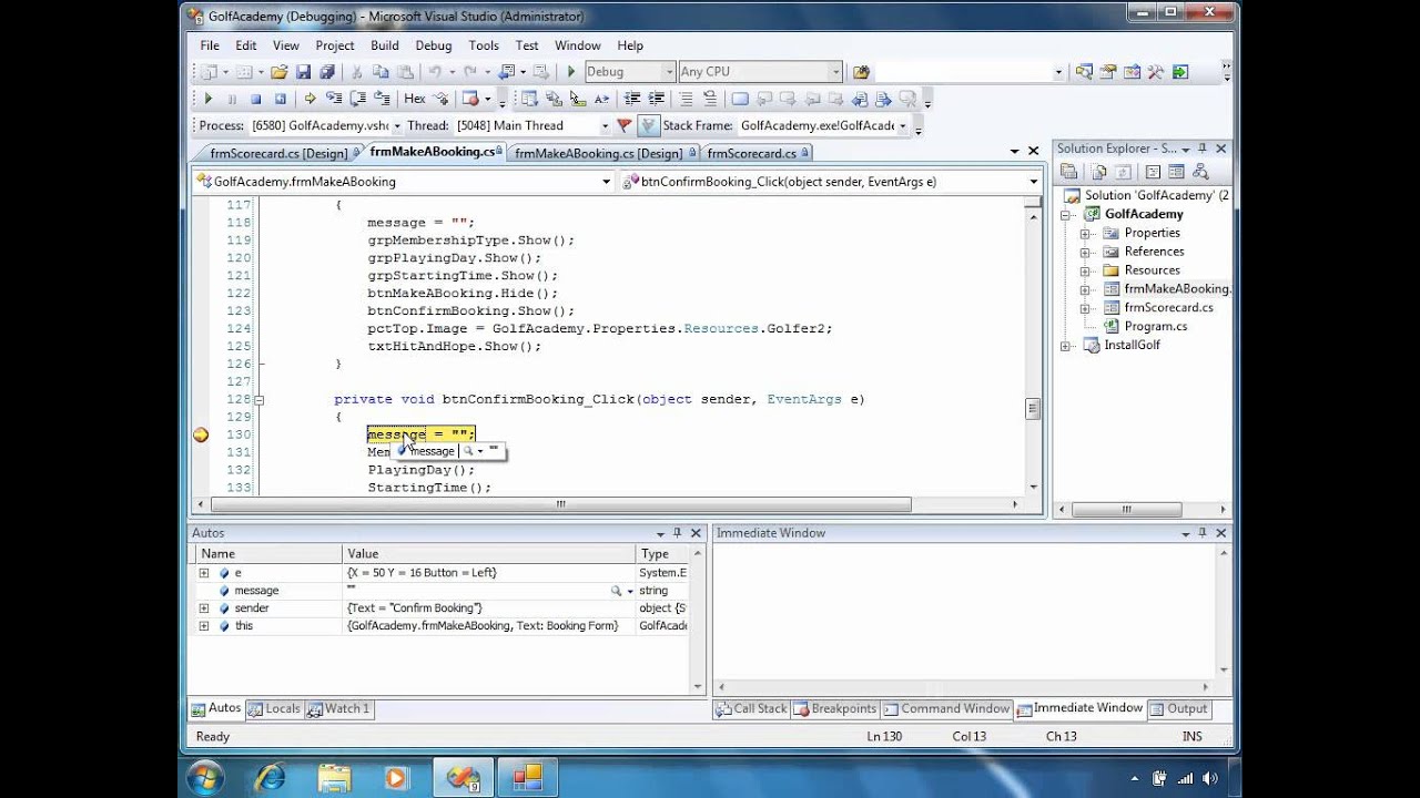 Debugging in Visual Studio 2008