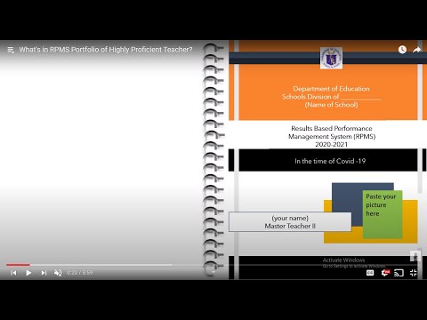 What's in RPMS Portfolio of Highly Proficient Teacher?