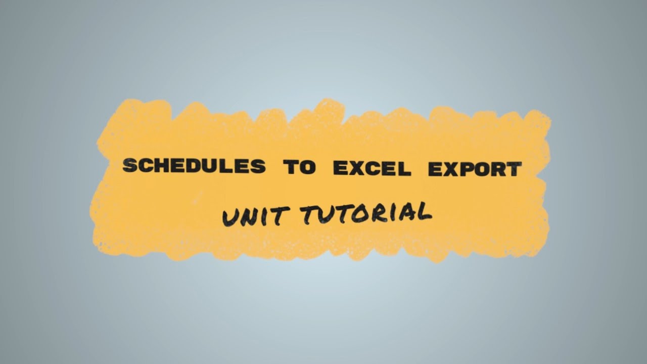 unit tutorial: Batch export Revit schedules to Excel