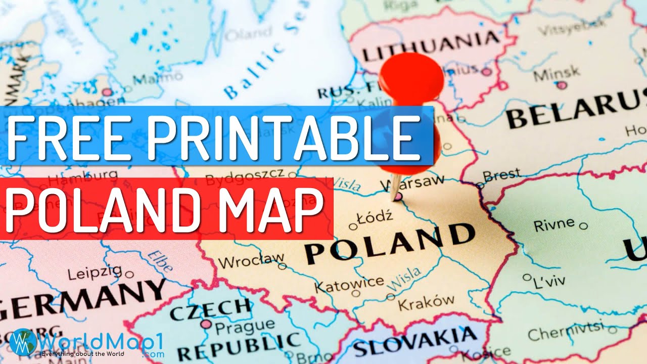 Free Printable High Detailed Poland Map with Ukraine Border Cities