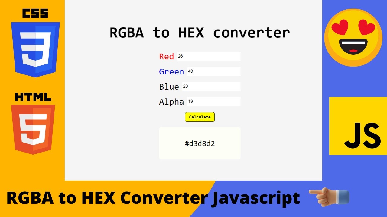 RGBA to HEX Converter Javascript | Color Converter Html Css Javascript - Codewithrandom