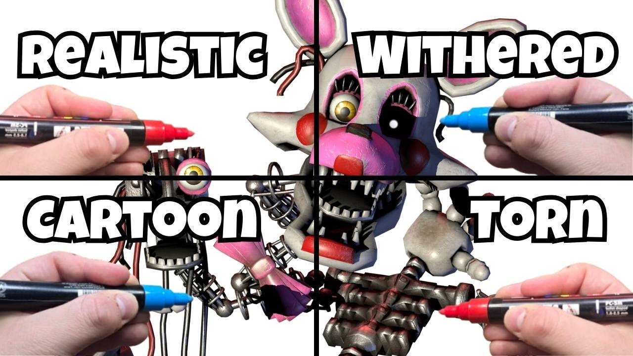 Can I Draw Mangle in 4 Styles? | FNAF Character Art