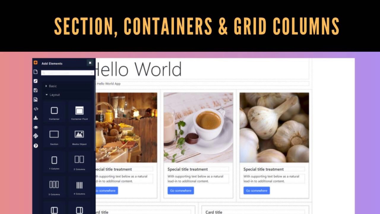 Section, Containers & Grid Columns - Gridbox UI Tutorial