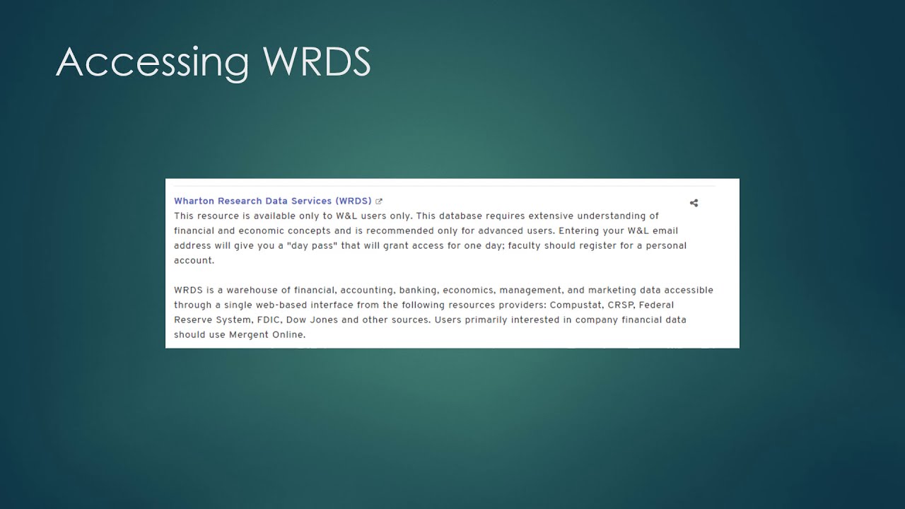 Accessing WRDS