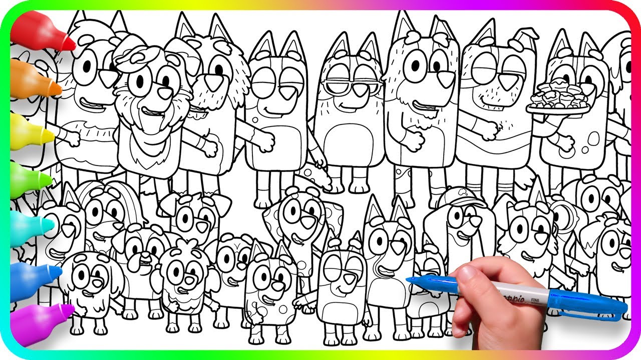 BLUEY Coloring Pages. Do you know How to color ALL CHARACTERS from Bluey show. Family and Friends