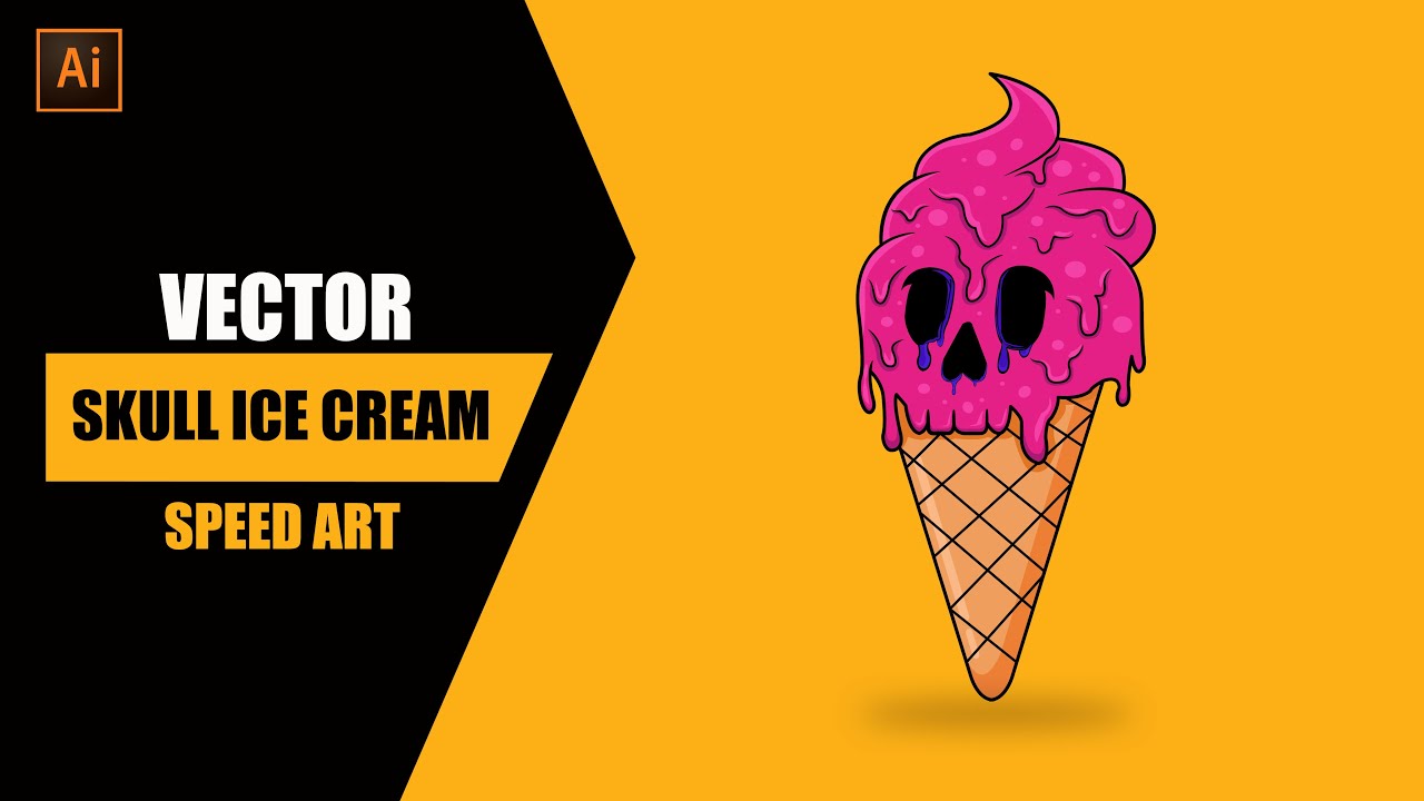 Adobe Illustrator Tutorials Beginner : Create a Vector Skull Ice Cream from Sketch