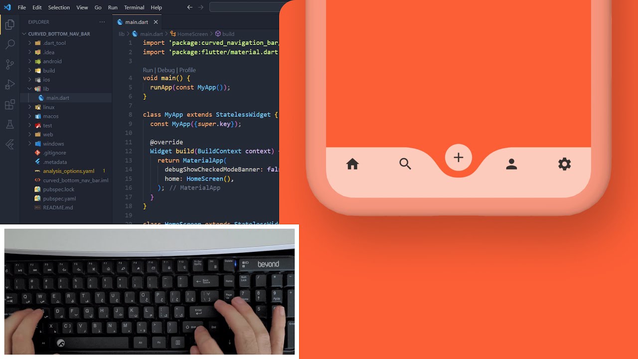 ASMR Programming - Coding Curved Bottom Nav Bar - No Talking