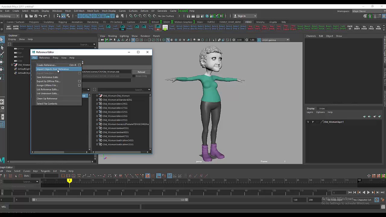 Maya tutorial the reference editor