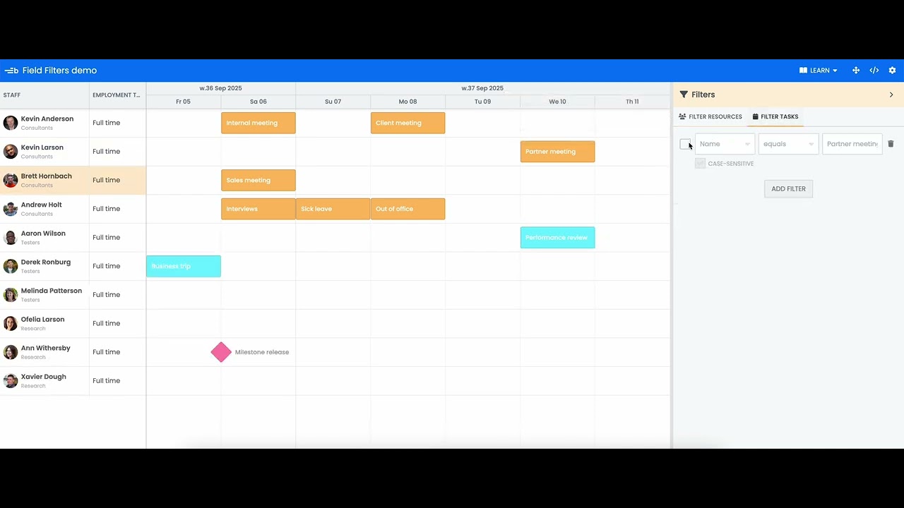 Advanced Filtering in Bryntum Scheduler
