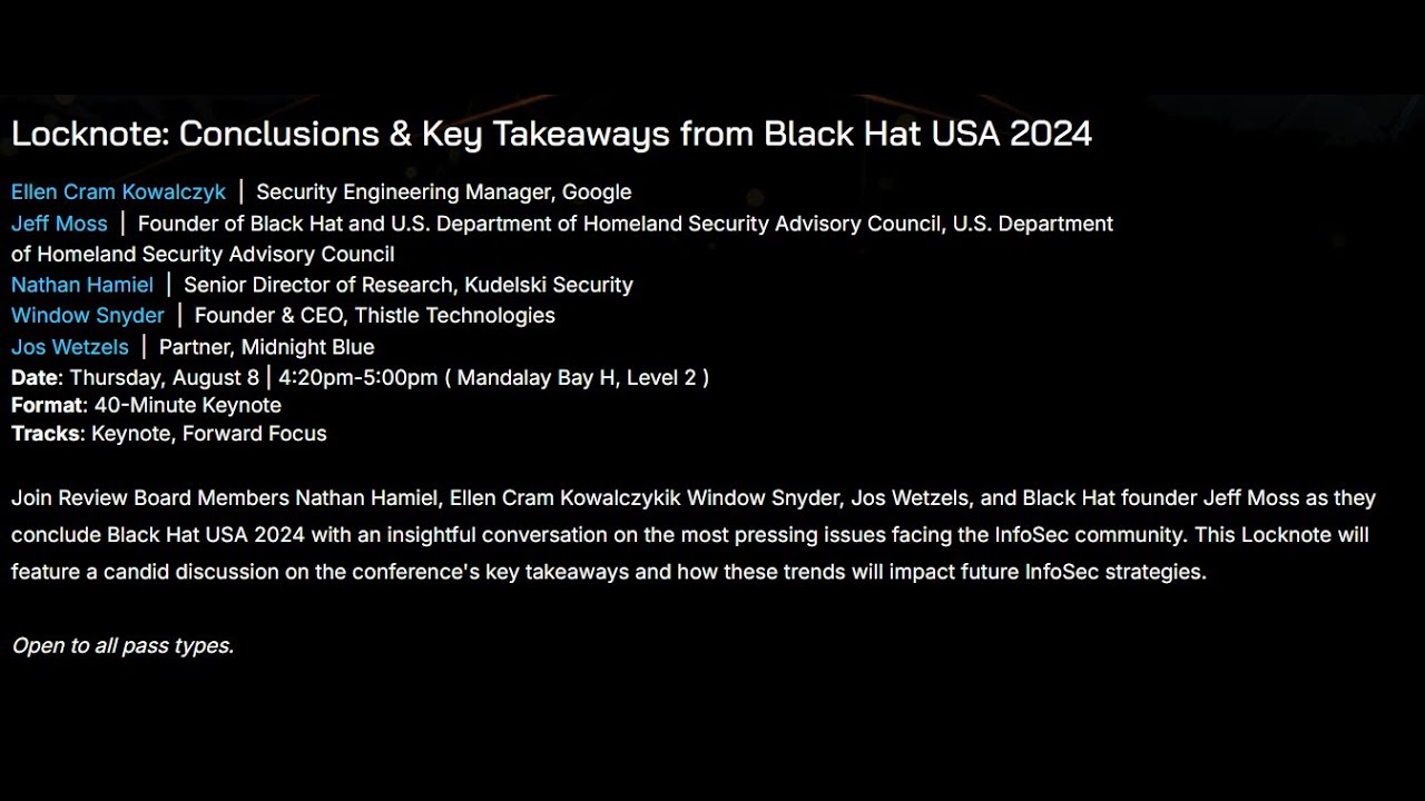 Locknote: Conclusions & Key Takeaways from Black Hat USA 2024