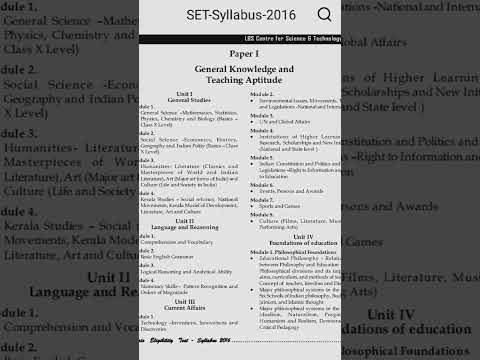 Set exam syllabus